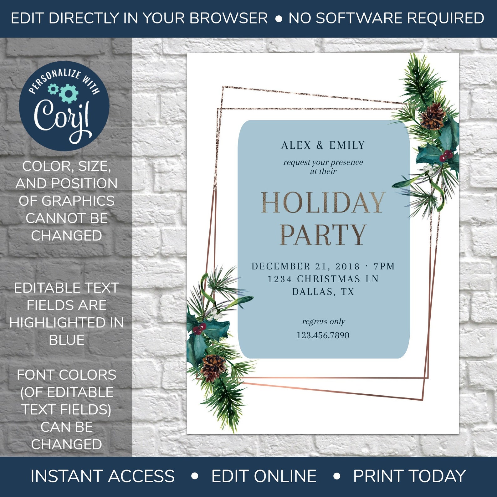 EDITABLE Christmas Party Invitation, Christmas Invitation, Christmas ...