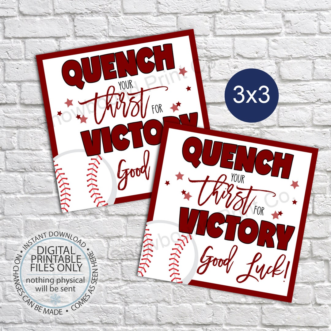 Printable Good Luck Baseball Tag, Quench Your Thirst for Victory Tag ...