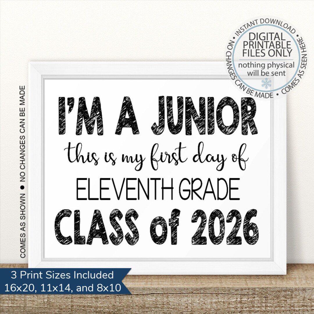 PRINTABLE I'm a Junior, First Day of Junior Year Sign, Printable First ...