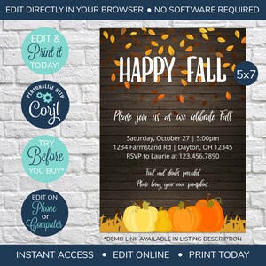 EDITABLE Fall Festival Invitation, Neighborhood Open House Invitation ...