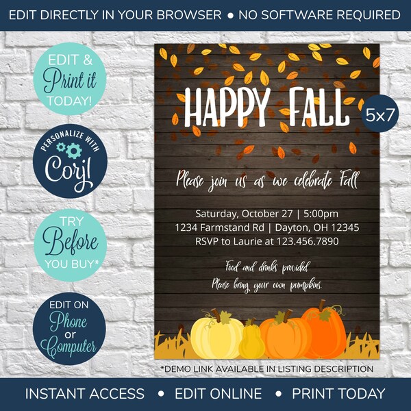 Fall Invitations - Etsy