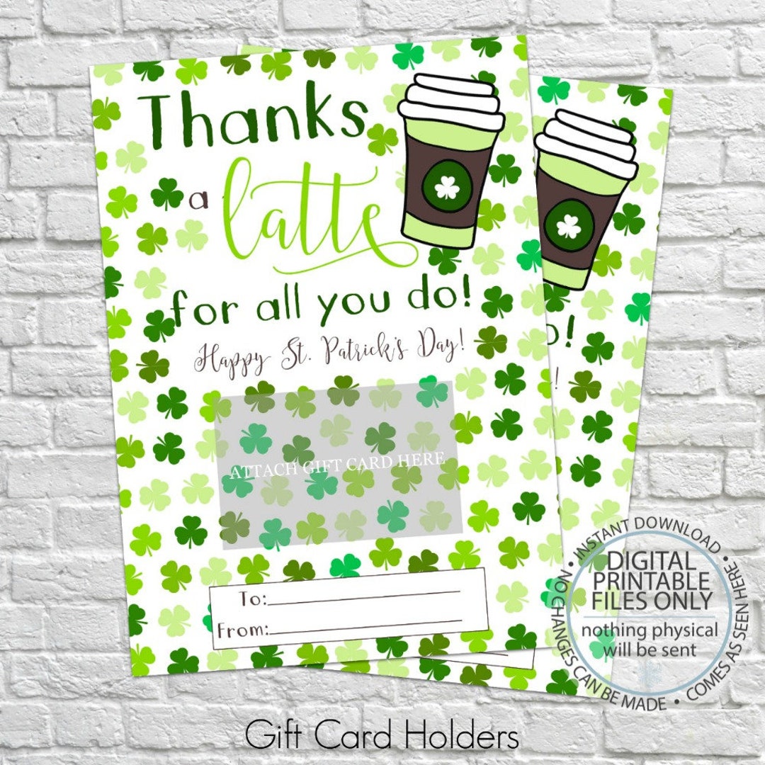 St. Patrick's Day Gift Card Holder, Printable Gift Card Holders, St ...