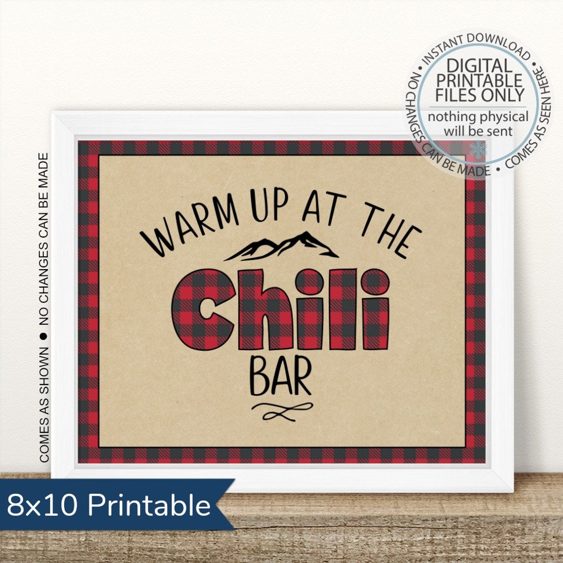 Printable Chili Bar Sign, Chili Buffet Table Sign, Warm up Here Sign ...