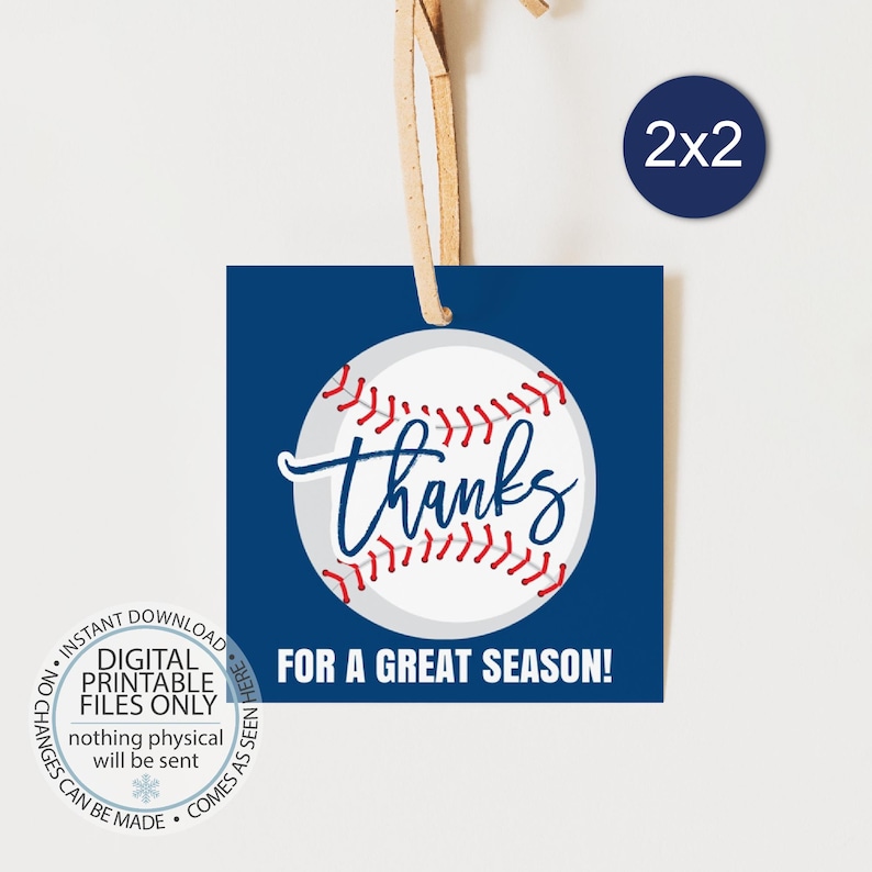 Printable Thank You Gift Tag for Baseball Coach, Gift Idea for Baseball ...
