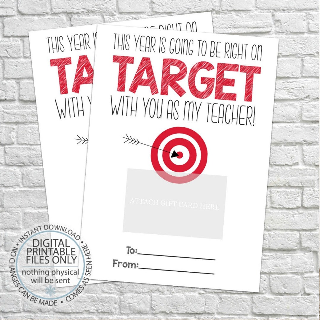 Printable Teacher Gift, Right on Target, Gift Card Holder, Thank You ...