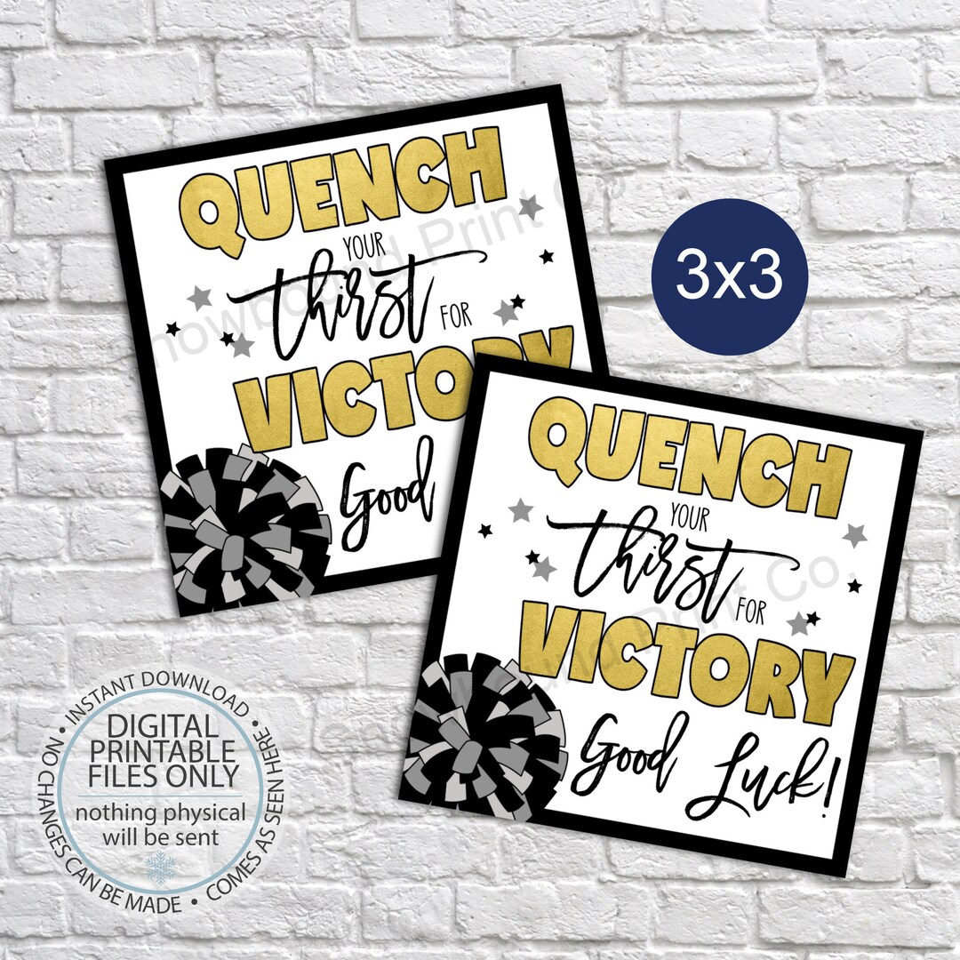 Printable Good Luck Cheer Tag, Quench Your Thirst for Victory Tag ...