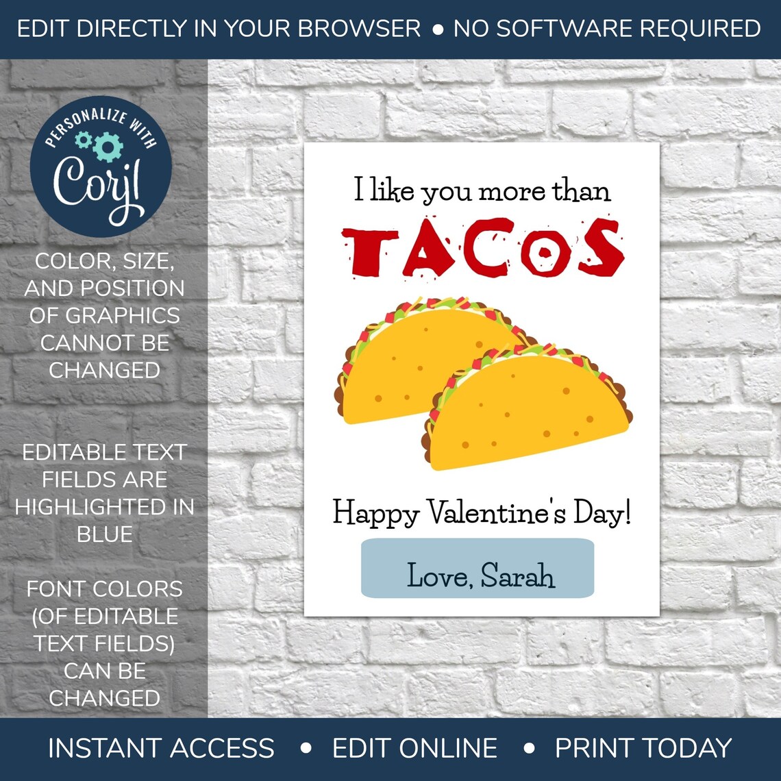 EDITABLE Classroom Valentine's Day Cards I Like You More - Etsy