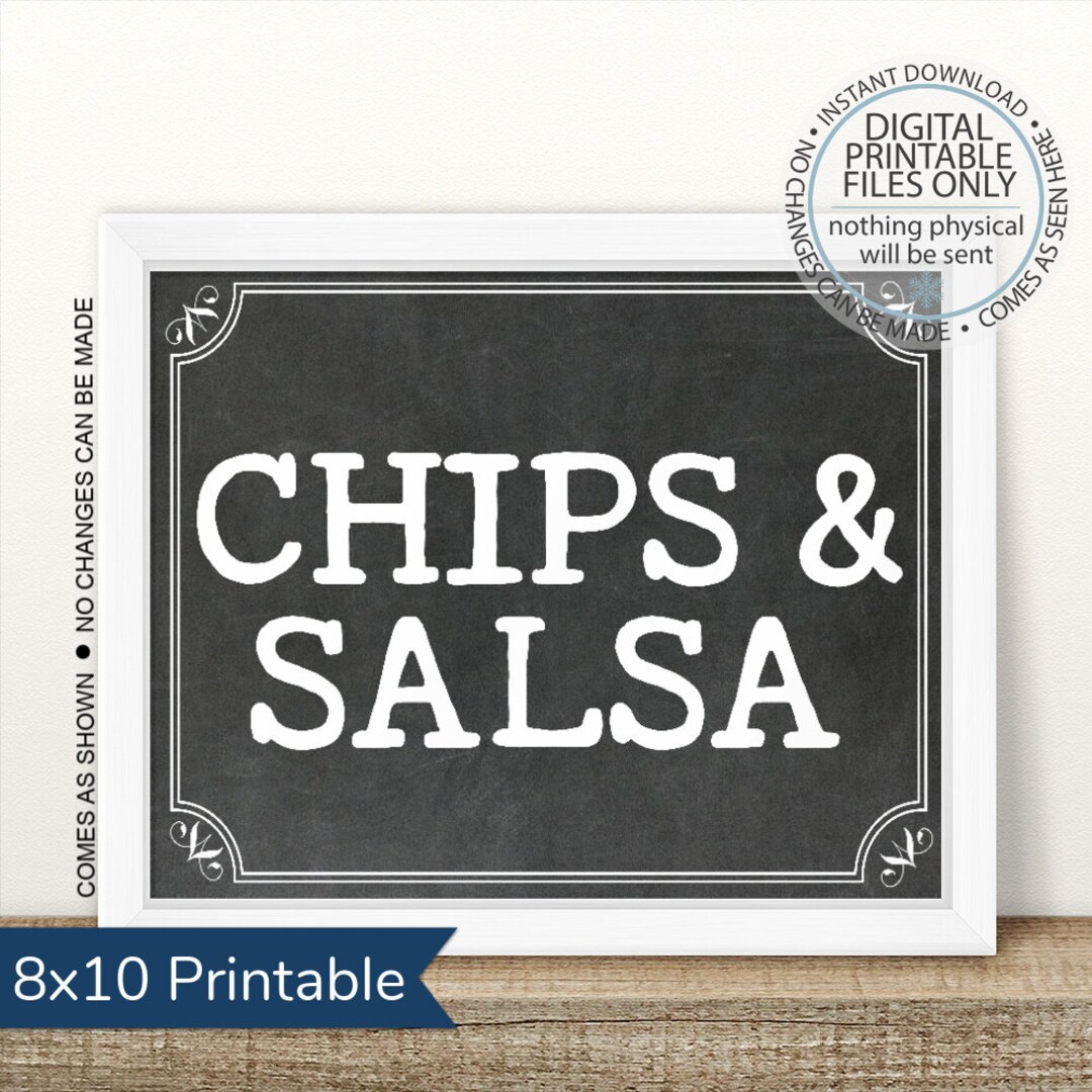 Printable Chips and Salsa Sign, Printable Taco Table Sign, Fiesta ...