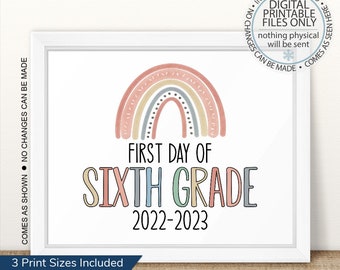 First Day of 6th Grade Sign - Etsy