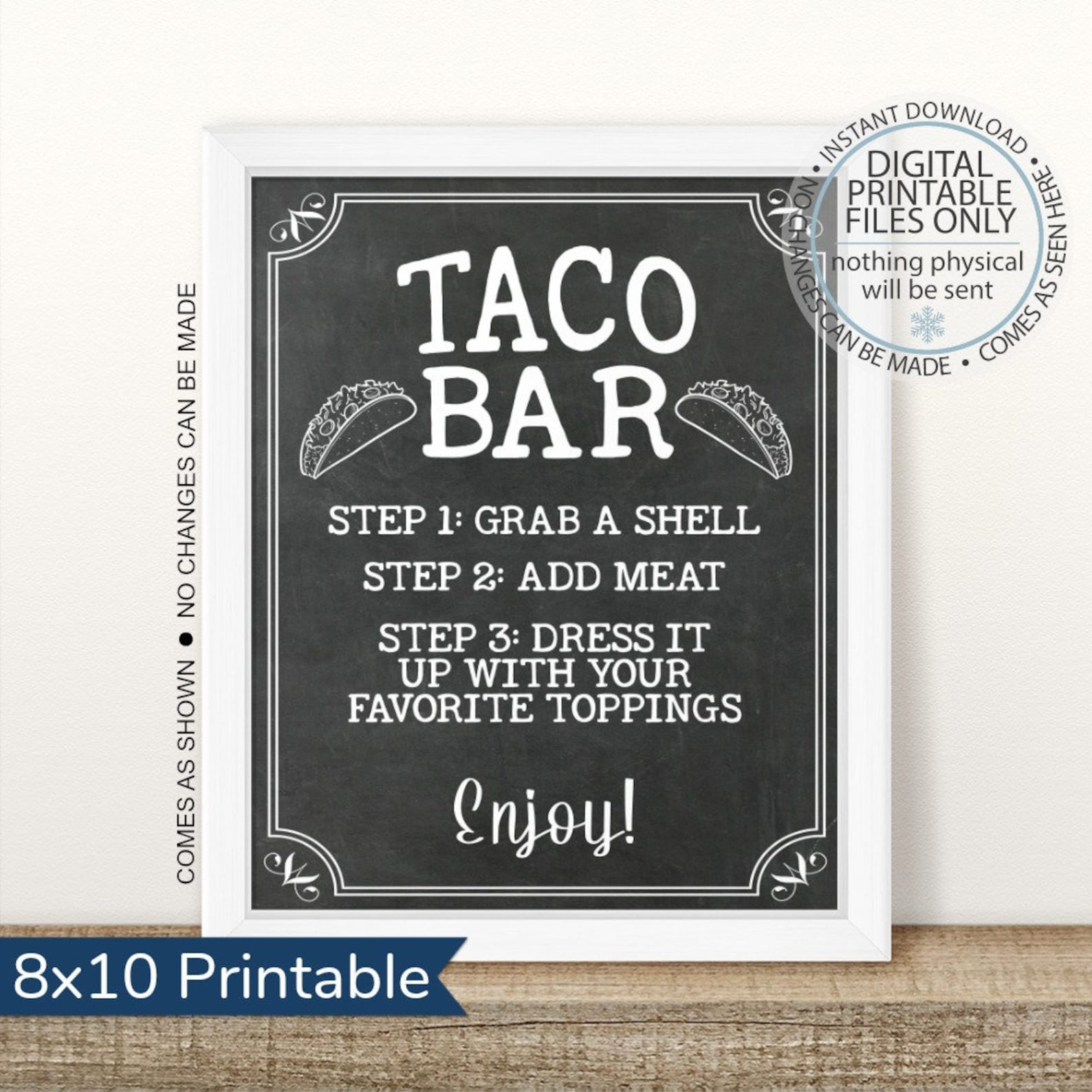 Printable Taco Bar Sign Printable Taco Table Sign Table Sign | Etsy