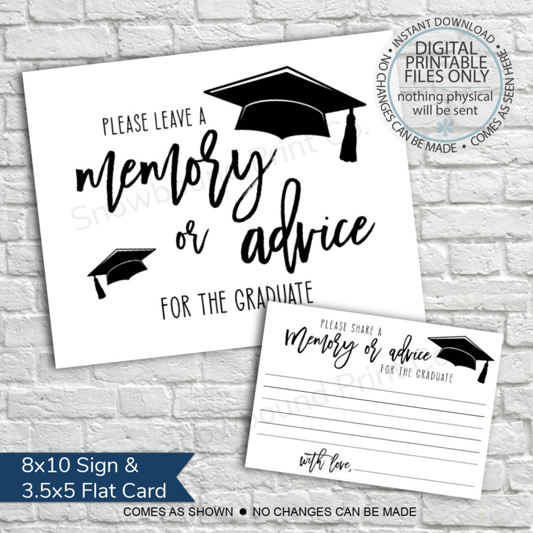Printable Advice for the Graduate Sign and Cards, High School ...