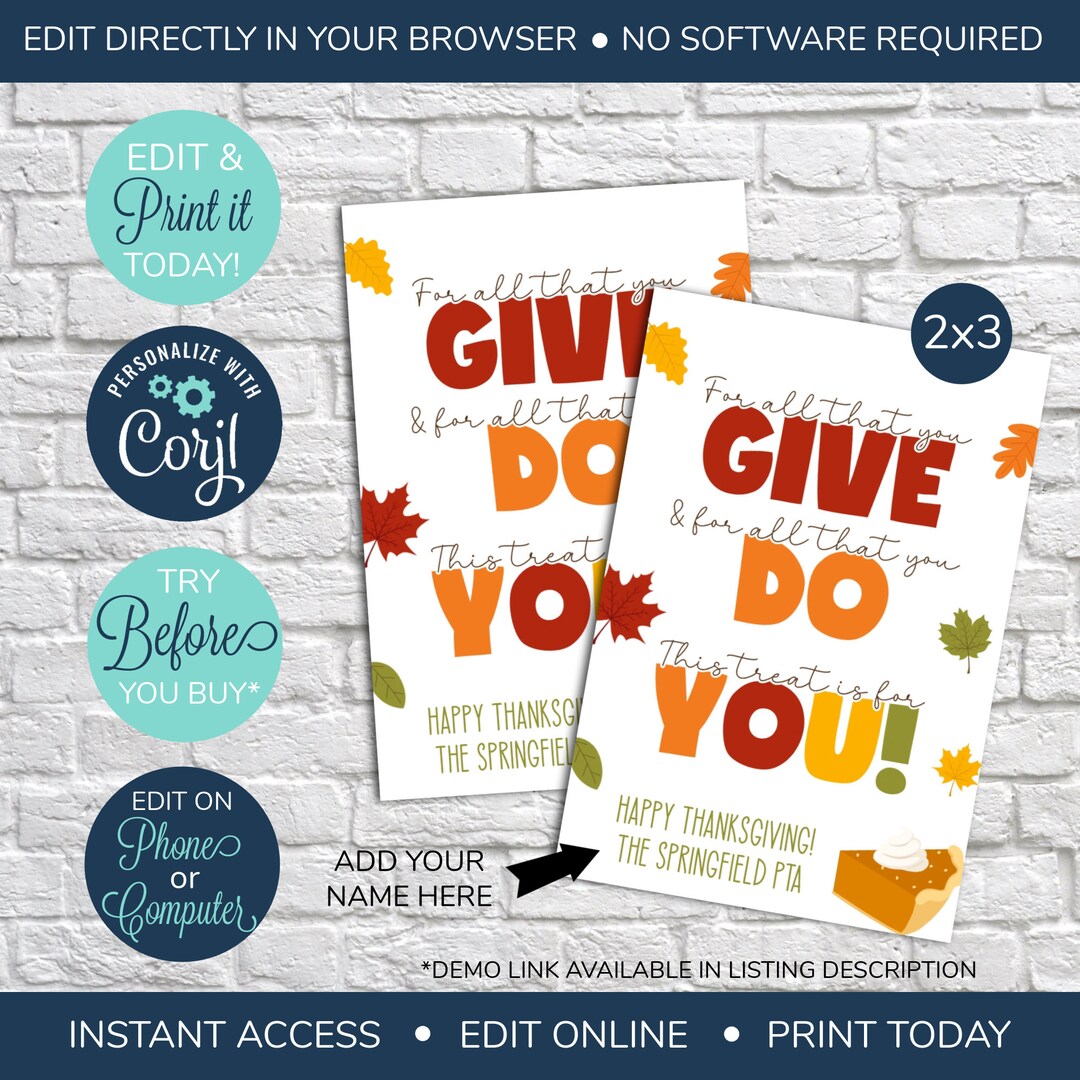 EDITABLE Fall Appreciation Gift Tag, Teacher Staff Employee School ...