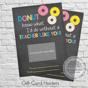 Donut Know What I'd Do, Printable Gift Card Holder, Printable Thank You ...