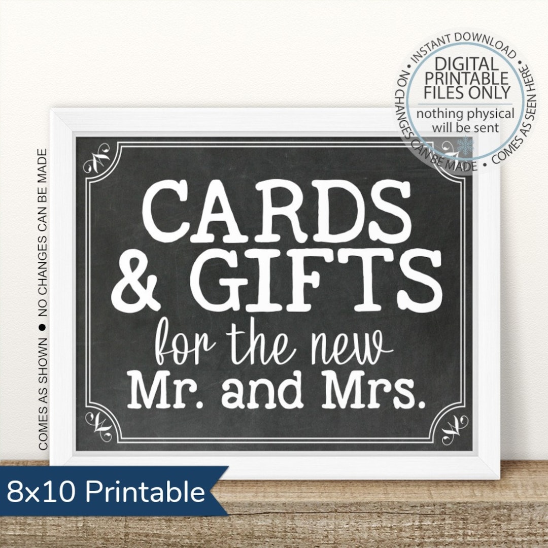 Printable Cards and Gifts for the New Mr and Mrs Sign, Printable Gift ...