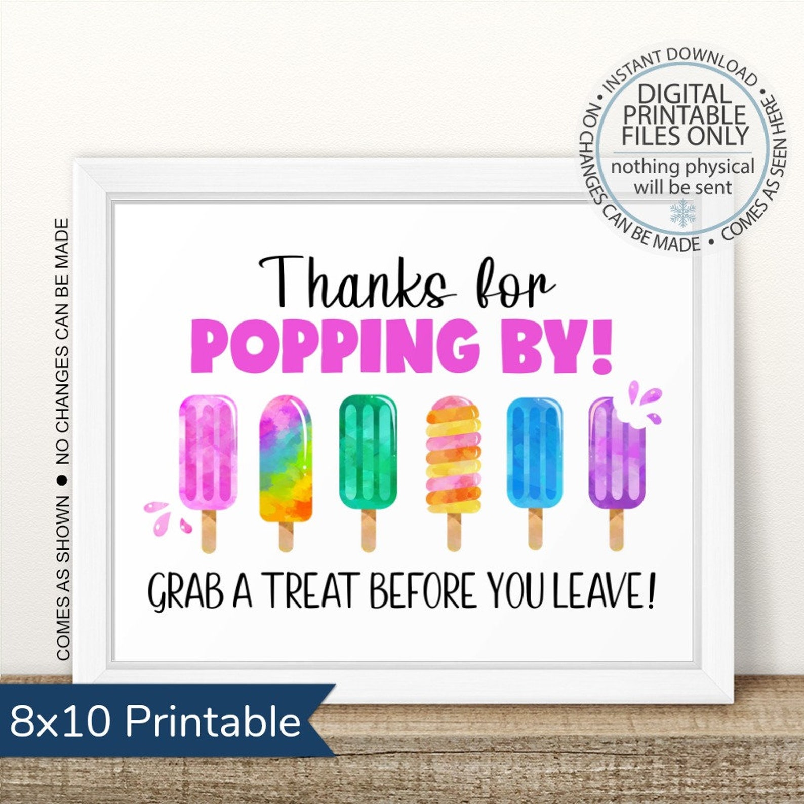 Printable Thank You for Popping by Favors Sign Popsicle Party - Etsy