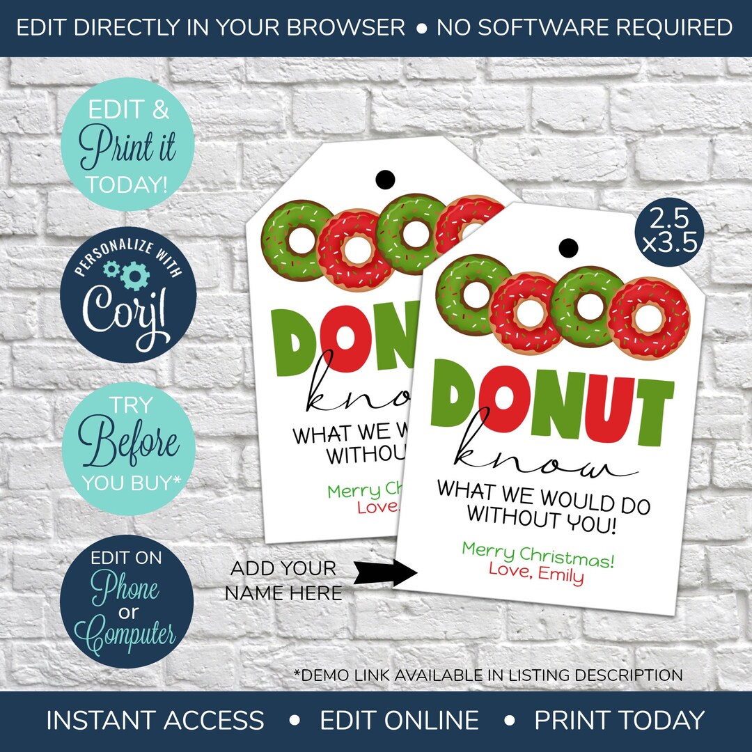 EDITABLE Donut Thank You Tags, Teacher Gift Tags, Donut Know What We ...