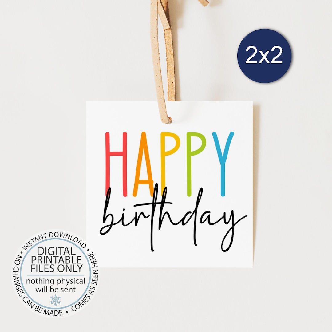 Printable Happy Birthday Gift Tag, Birthday Tag, Printable Hang Tag ...
