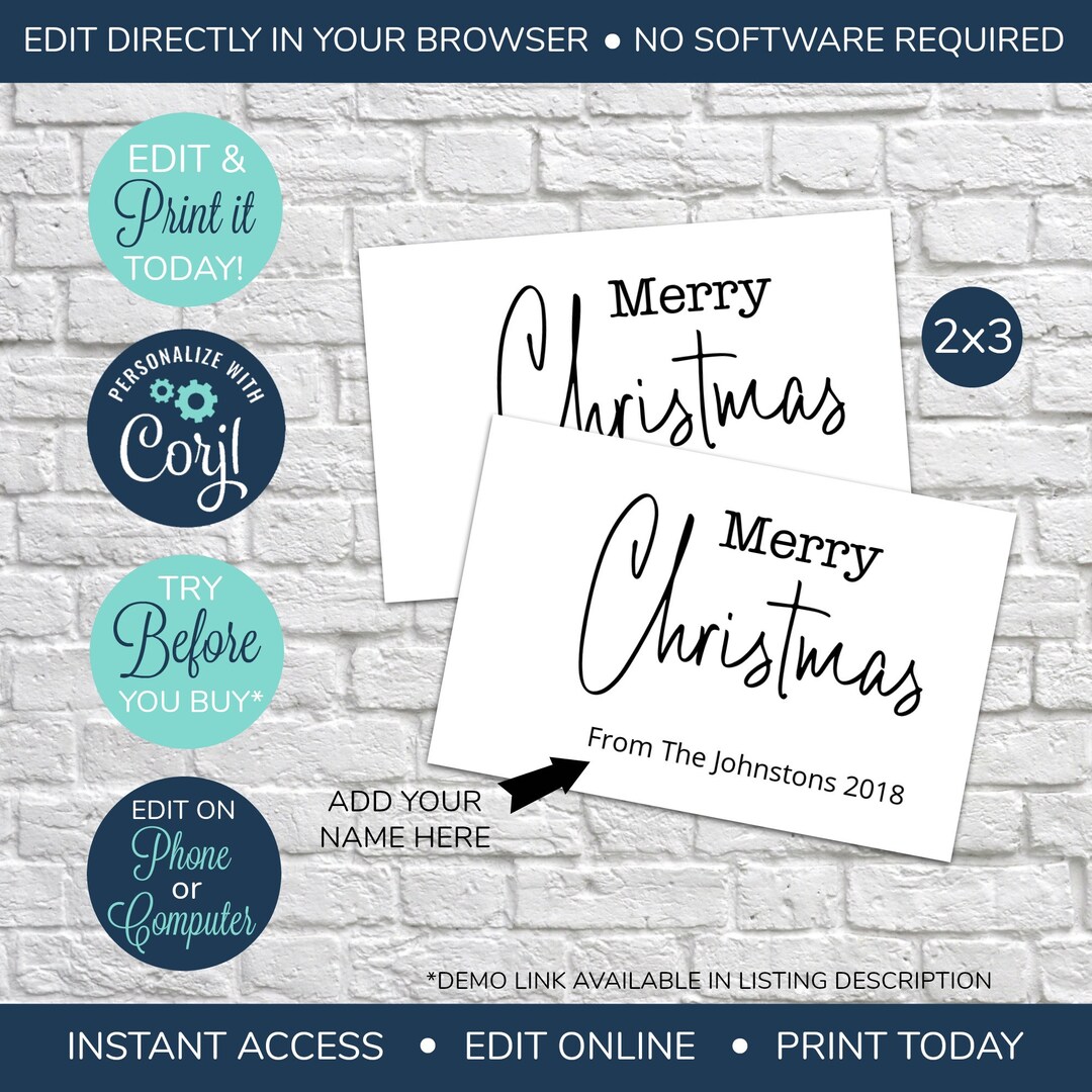 EDITABLE Christmas Gift Tags, Christmas Favor Tags, Merry Christmas ...