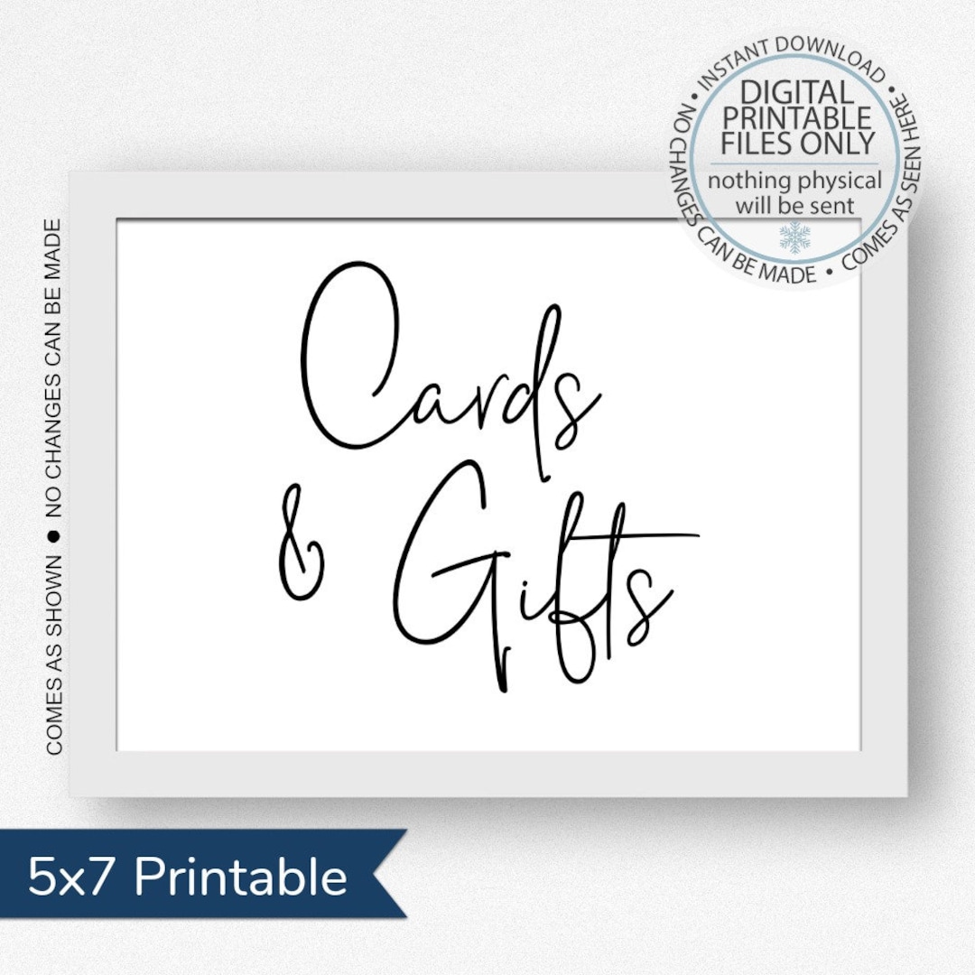 Printable Cards and Gifts Sign, Printable Gift Table Sign, Cards ...