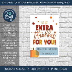 EDITABLE We Are Extra Thankful for You Tag, Extra Gum Gift Tag, Teacher ...
