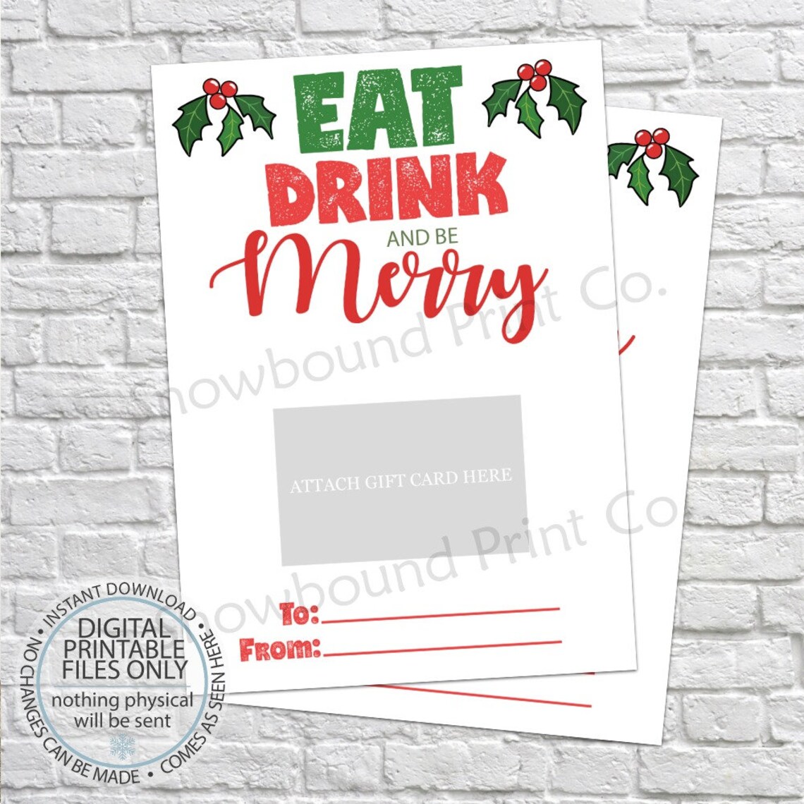 Printable Food and Drink Card Restaurant Holiday Card Bar - Etsy