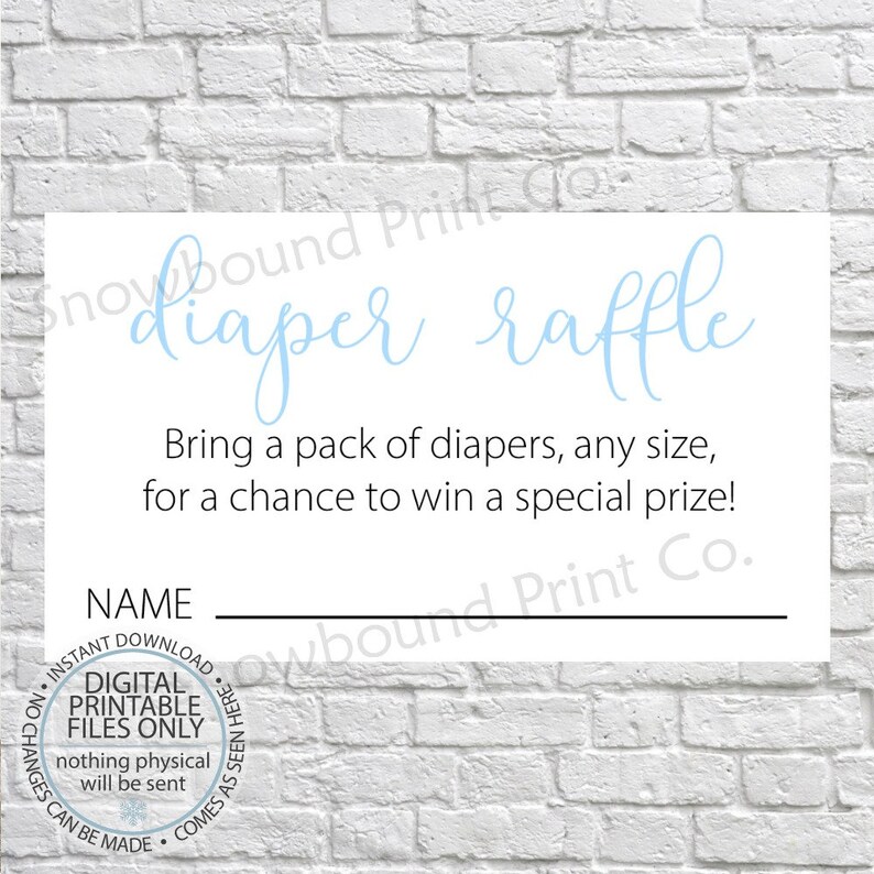 Diaper Raffle Insert Baby Shower Game Diaper Raffle Ticket - Etsy