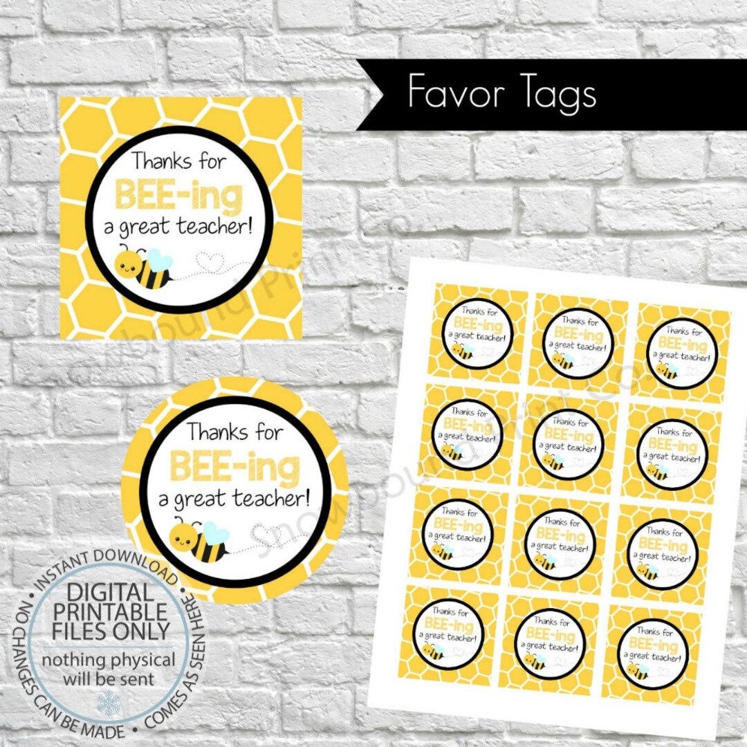 Printable Thanks for Beeing a Great Teacher, Teacher Gift Tags, Teacher ...