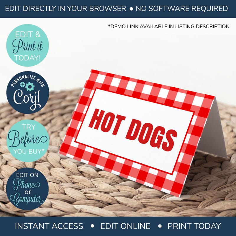 Picnic Food Labels - Etsy