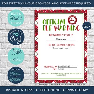 EDITABLE Elf Warning Official Elf Warning Elf Surveillance - Etsy