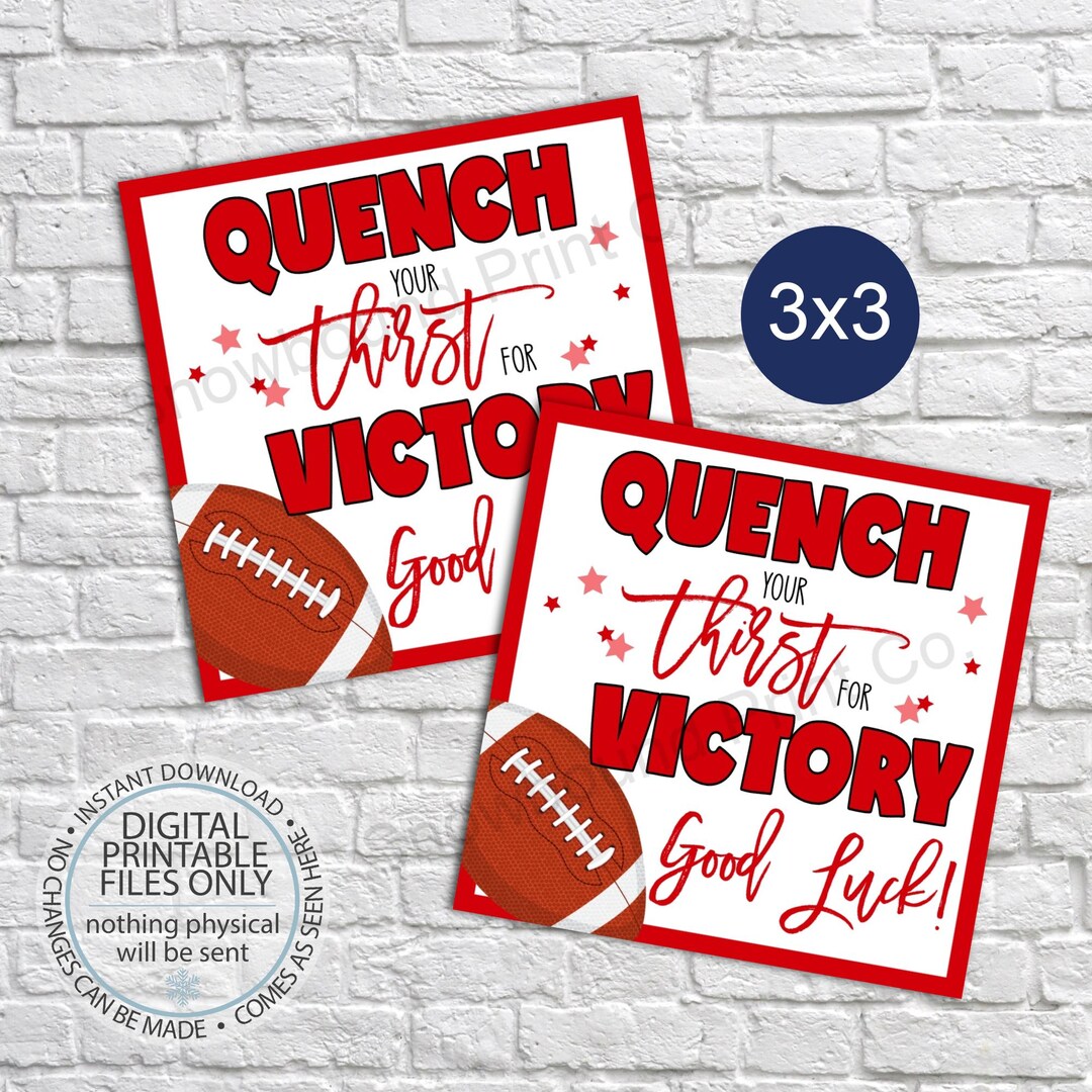 Printable Good Luck Football Tag, Quench Your Thirst for Victory Tag ...
