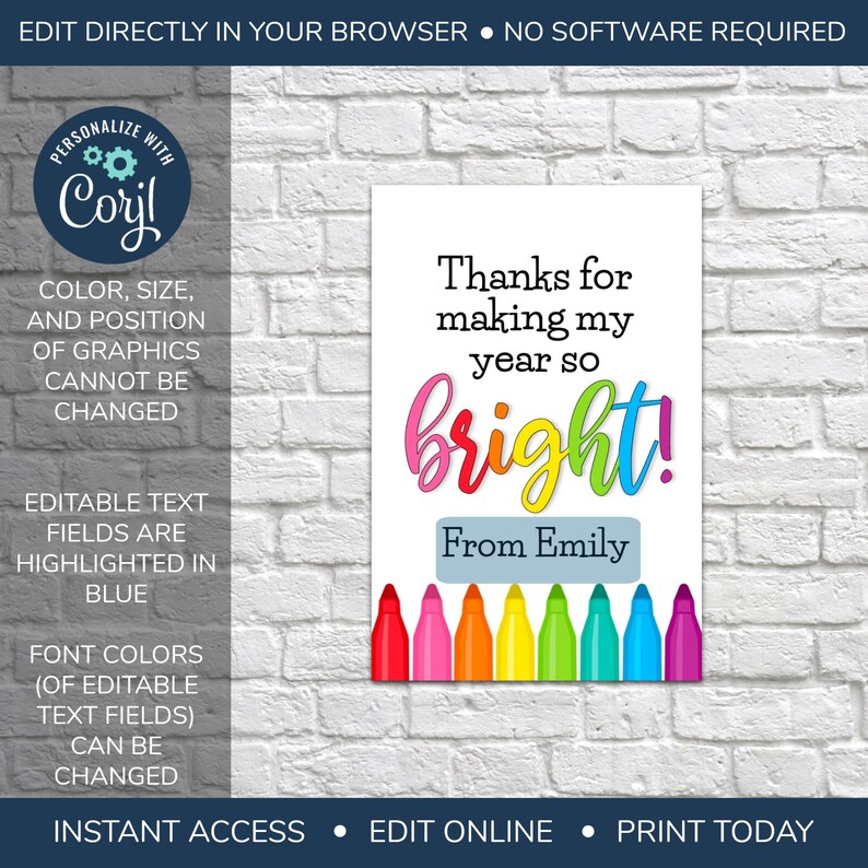 EDITABLE Teacher Appreciation Gift Tag Making My Year so - Etsy