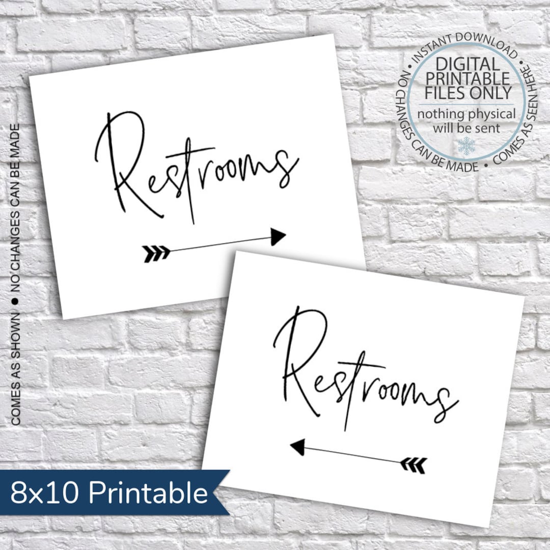 Printable Restroom Sign, Wedding Restroom, Bathroom Sign Printable ...