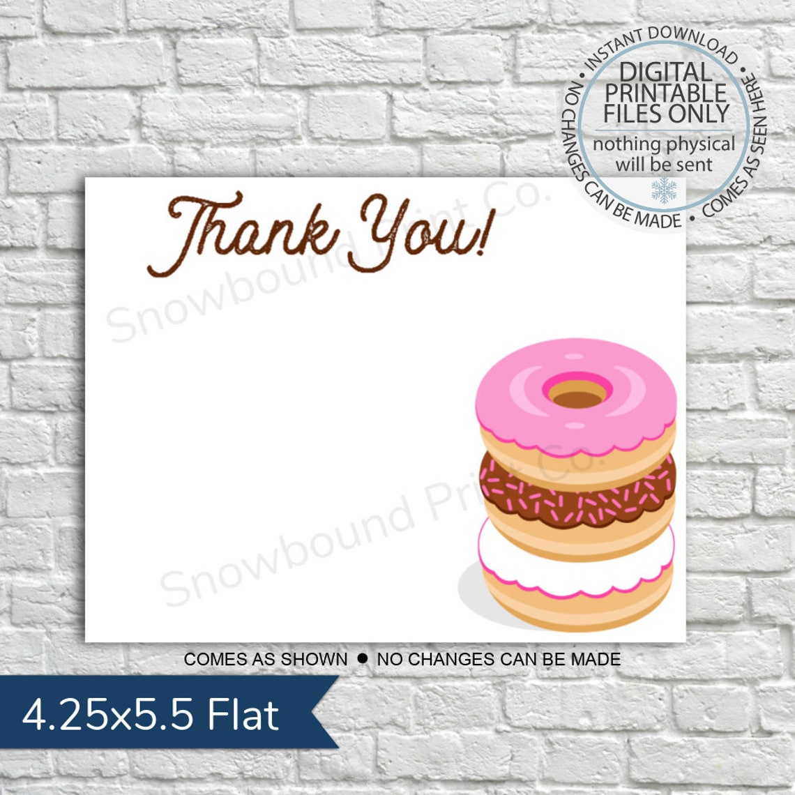 Printable Thank You Card Donut Thank You Card Doughnut Thank - Etsy