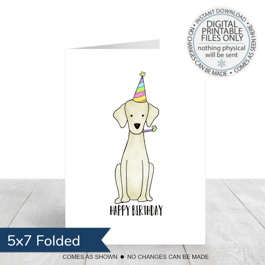 Printable Birthday Card, Happy Birthday Greeting Card, Dog Birthday ...