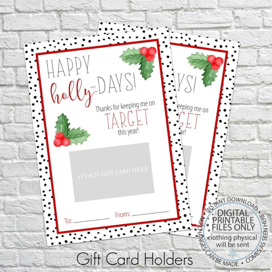 Printable Christmas Gift Card Holder Thank You Gift Card | Etsy