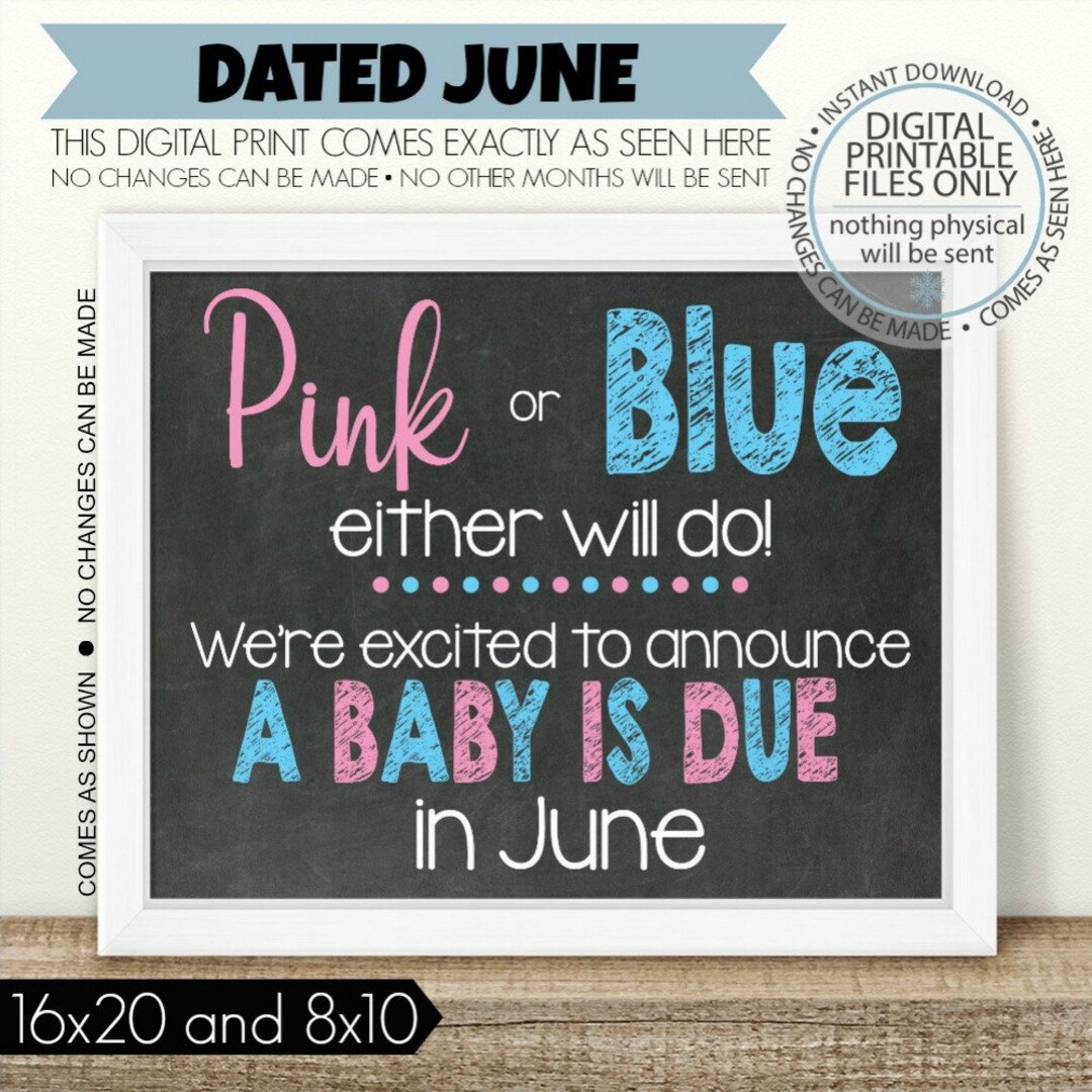 Pink or Blue, Either Will Do, PRINTABLE Pregnancy Announcement ...