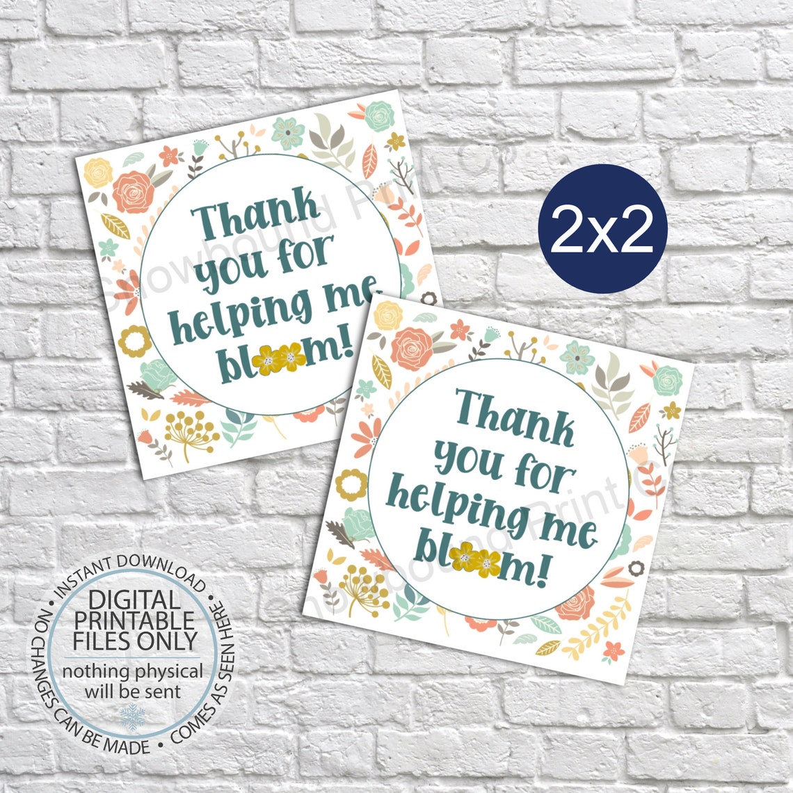 Printable Thank You for Helping Me Bloom Gift Tags Teacher - Etsy