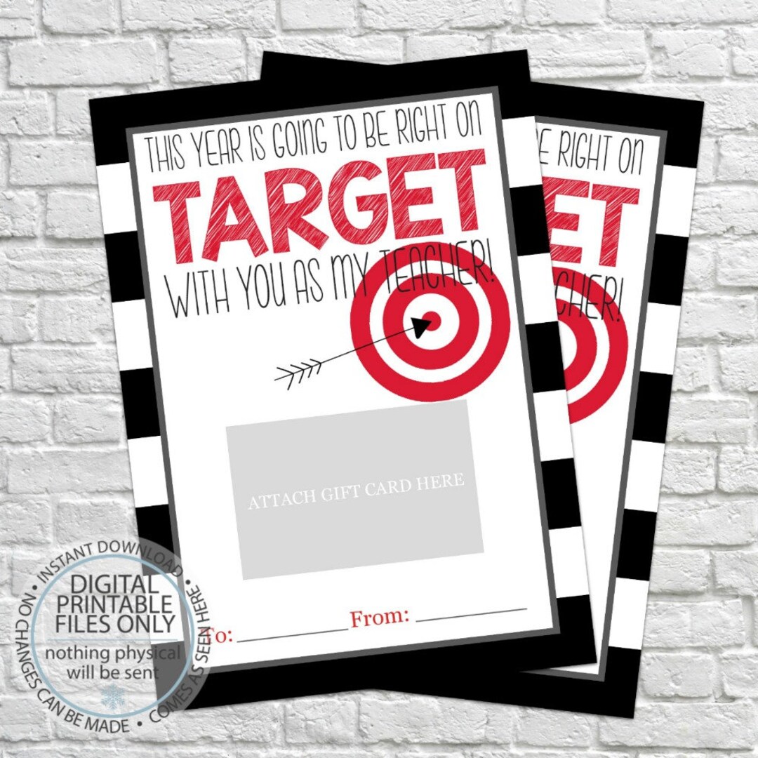 Printable Teacher Gift, Right on Target, Gift Card Holder, Thank You ...