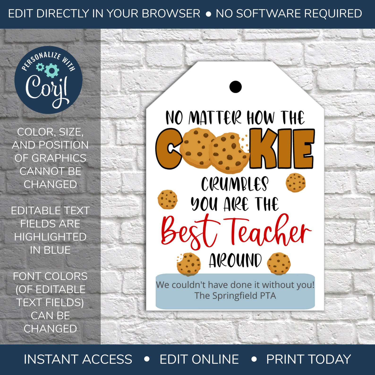 EDITABLE Teacher Appreciation Gift Tag How the Cookie | Etsy