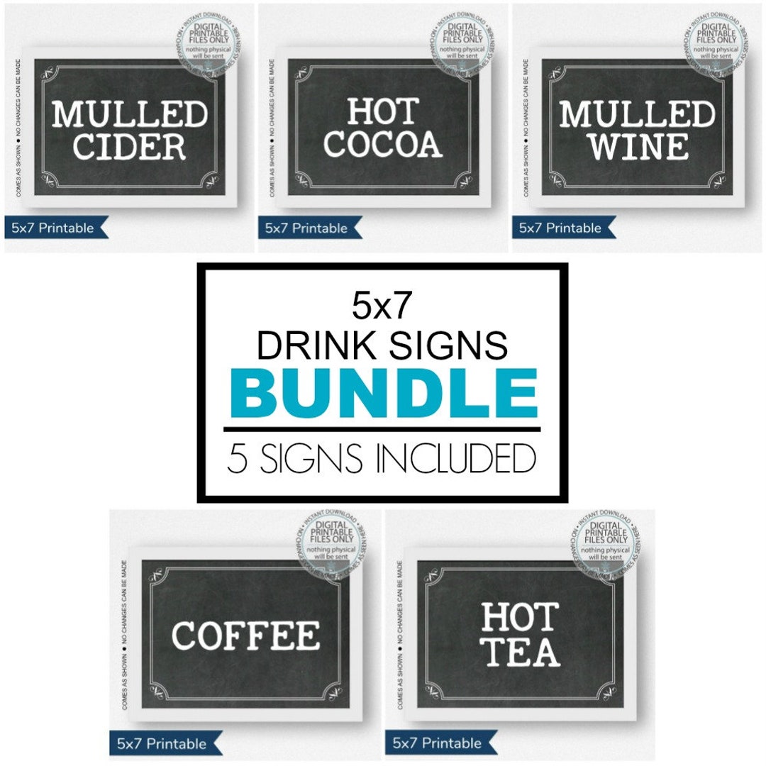 Printable Hot Drink Signs, Wedding Signs, Drink Station Signs, Drink ...