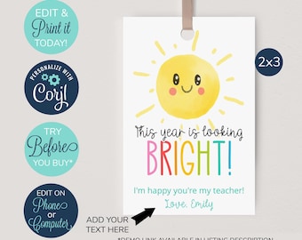 EDITABLE Here's to a Bright School Year Tag, Back to School Year Tag ...