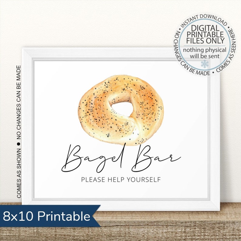 Printable Bagel Bar Sign, Bagel Station Sign, Bagel Bar Printable Table ...