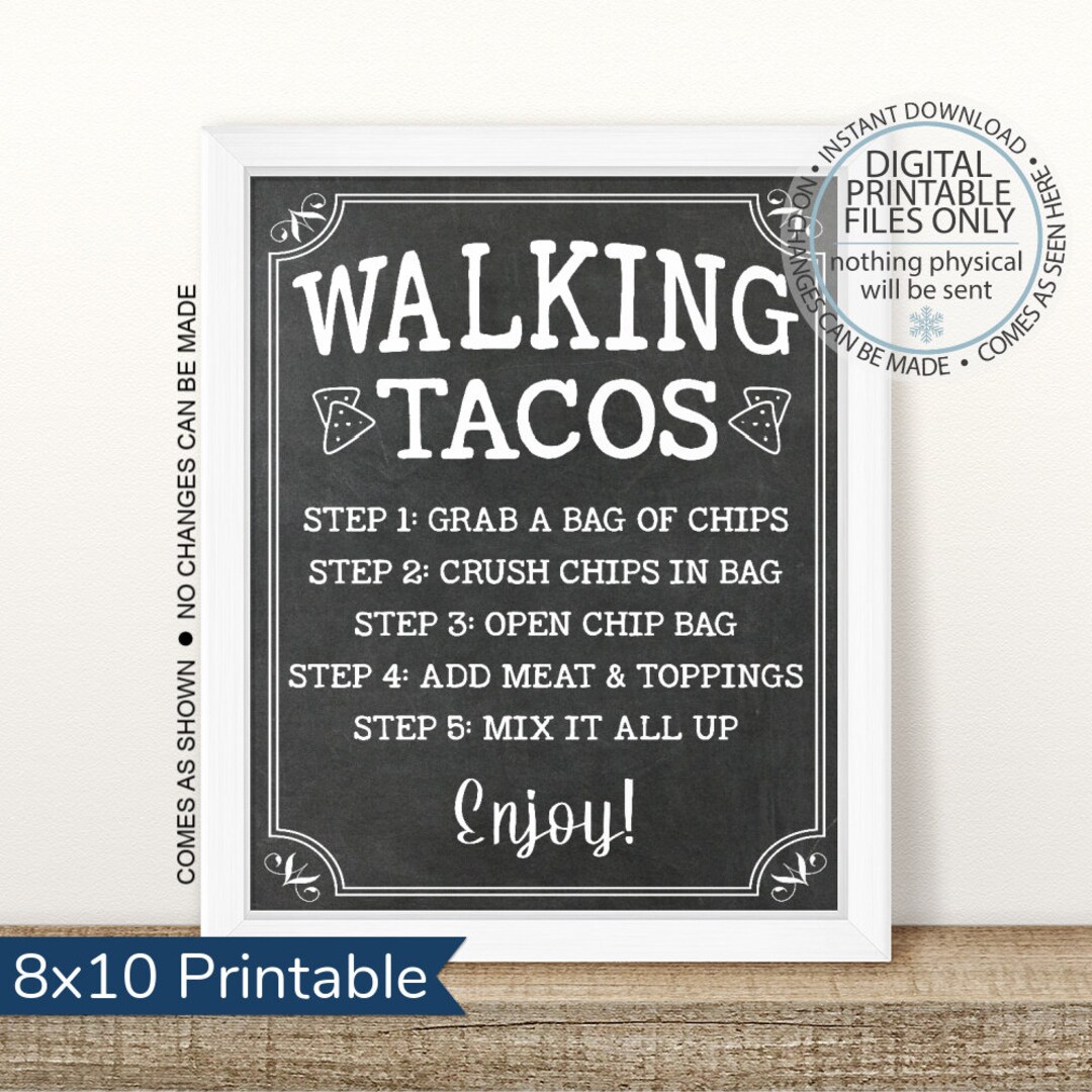 Printable Walking Tacos Sign, Printable Taco Table Sign, Table Sign ...