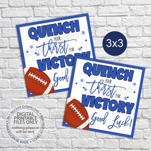 Printable Good Luck Football Tag, Quench Your Thirst for Victory Tag ...