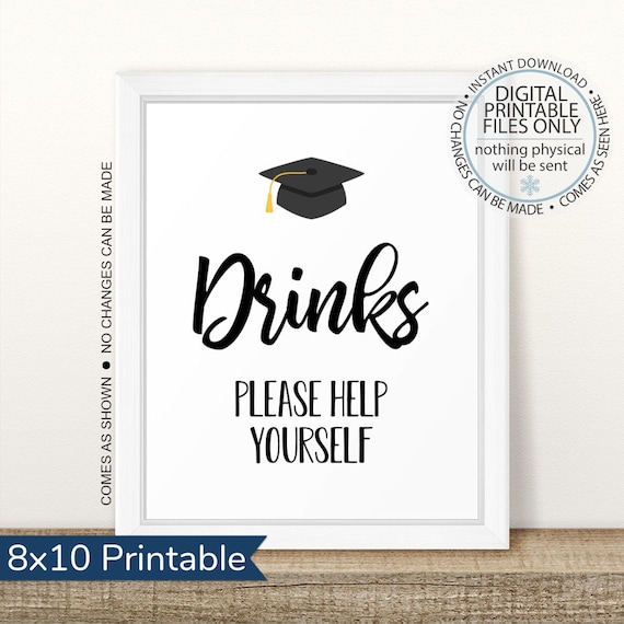 Printable Graduation Party Drink Station Sign Open House | Etsy