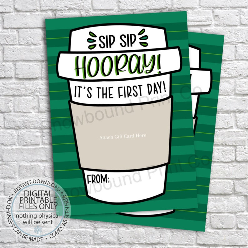 Printable Back to School Coffee Teacher Gift Card Holder Sip - Etsy