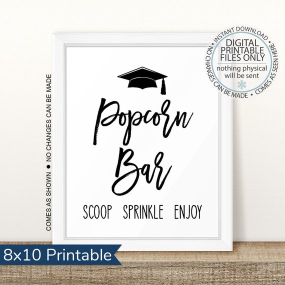 Graduation Party Popcorn Bar Sign Open House Sign Graduation | Etsy