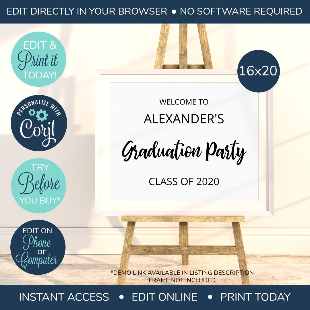 EDITABLE Graduation Welcome Sign, Graduation Open House Signs, Class of ...