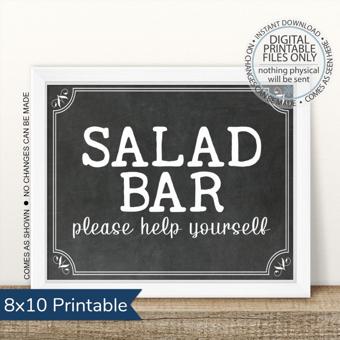 Printable Salad Bar Sign Printable Salad Table Sign Salad - Etsy