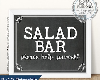 Instant 'SALAD BAR' Please Help Yourself Printable Event Sign Salad ...